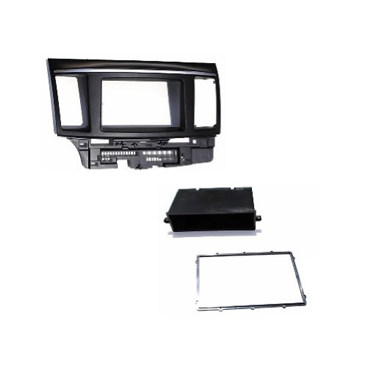 Aftermarket Radio Stereo Double Din Dash Installation Install Kit + Wire Harness Compatible with Mitsubishi Lancer/Lancer Evolution (2007-2017)