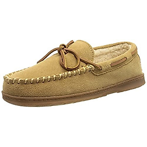Sperry Men's Trapper Moccasin Slippers with Rawhide Leather Lacing, Lightweight Hardsole Moccasin Slippers for Men, Tan, 9 M