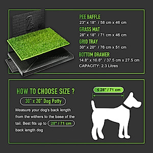 Hompet Dog Potty with Tray Large 30''x20'', 2 Artificial Grass Patch for Indoor and Outdoor Use, Puppy Turf Grass Pad Reusable Training Pads with Pee Baffle, Ideal for Dogs