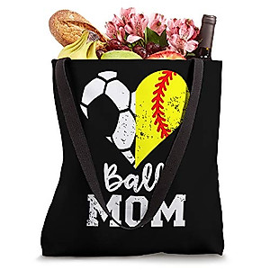 Ball Mom Heart Funny Softball Soccer Mom Tote Bag