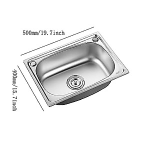 Small Single Tank Stainless Steel Sink,Simple Single Basin，Hanging Art Wash Basin Wall Hung for Garden Restaurant