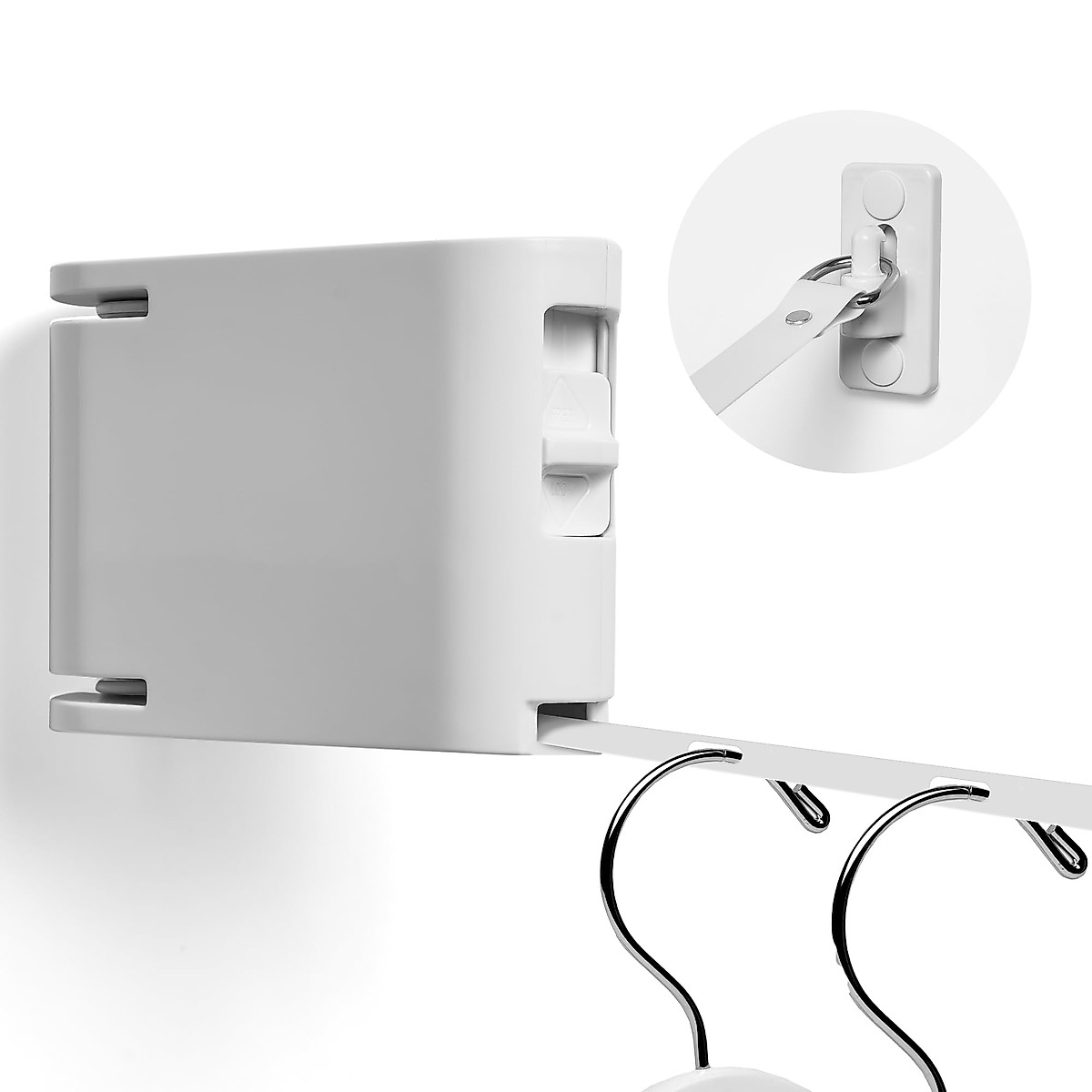 Retractable Clothesline Indoor Outdoor Clothes Line, Heavy Duty Clothes Drying Laundry Line, Wall Mounted Clothes Drying Rack Clothing, Retracting 34 Windproof Hanging Holes Laundry Drying