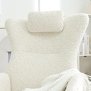 Morhome Upholstered Nursery Rocking Chair-Comfy Glider Rocker with Padded Seat, High Backrest, and Armrests for Living Room Bedroom Offices, White