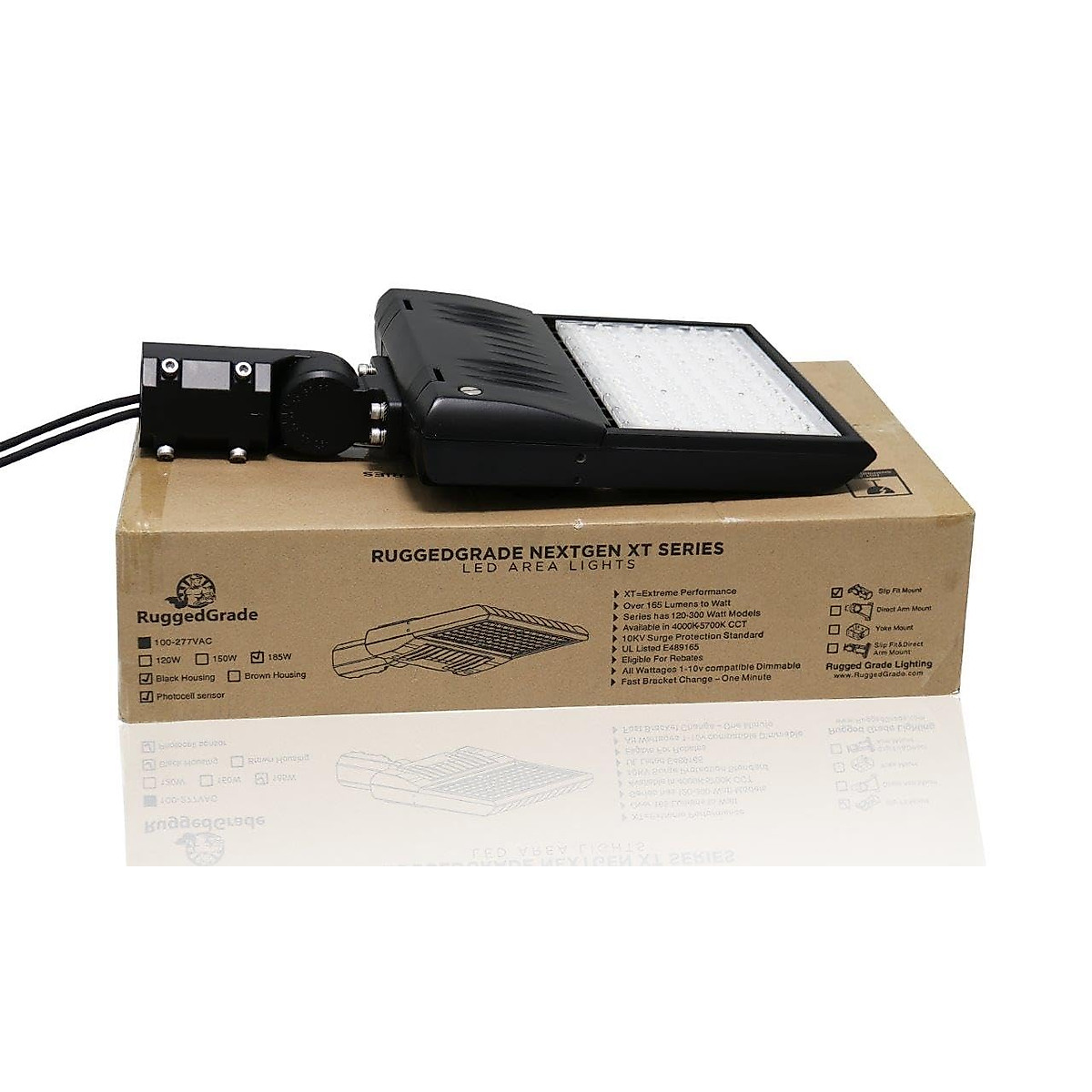 30,000 Lumen - 170lm to Watt - 185 Watt LED NextGen XT II Series Parking Lot Lights - 5000K - Slip Fit Mount - with photocell - 10kv Surge