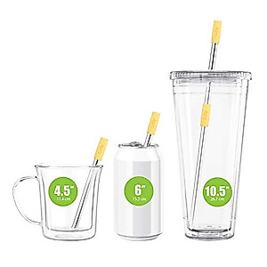 Final Touch GoSip 3-in-1 Reusable Stainless Steel Drinking Straws with Cleaning Brush and Go Sip Case (Lemon Yellow) (RS200-12)