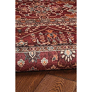 Linon Home Decor Products The Anywhere Washable Rug Yarit Garnet & Ivory 3' X 5' Accent Rug