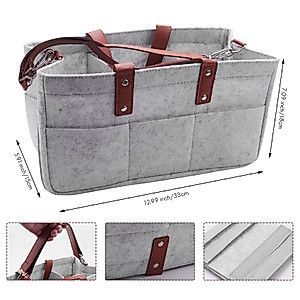 Gfhrisyty Baby Diaper Caddy Organizer for Hanging Portable Nursery Storage Bin Diaper Holder Storage Basket for Car and Baby Shower, Gray