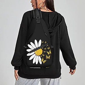 NiuKom Sunflower Daisy Butterfly Crossbody Bags for Women Trendy Sling Backpack Men Chest Shoulder Bag Gym Cycling Travel Hiking Daypack