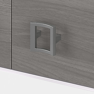 Bush Business Furniture Echo L Shaped Computer Desk with Hutch, 72W, Pure White and Shiplap Gray