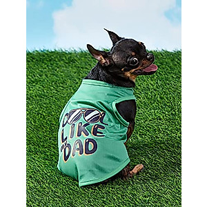 QWINEE Dog Tank Top Cute Letter Cat Shirt Breathable Casual Sports Vest for Small Medium Dogs Puppy Kitten Green XXS