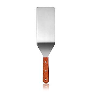 New Star Foodservice 36350 Wood Handle Extra Large Grill Turner/Spatula with Cutting Edge and 4-Inch Wide Blade, 16-Inch