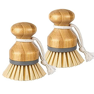Bamboo Dish Brush Scrub Wooden Brush - Bamboo Dish Brush，Brush for Dishes,Palm Brush Dish Scrubber Suitable for Washing Dishes,Stubborn Stains & Vegetables.