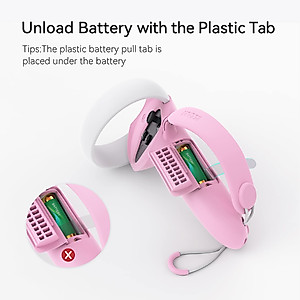 KIWI design Controller Grips Cover with Battery Opening Adjustable with Knuckle Straps, Suitable for Large Hands Compatible with Quest 2 Accessories (Pink)