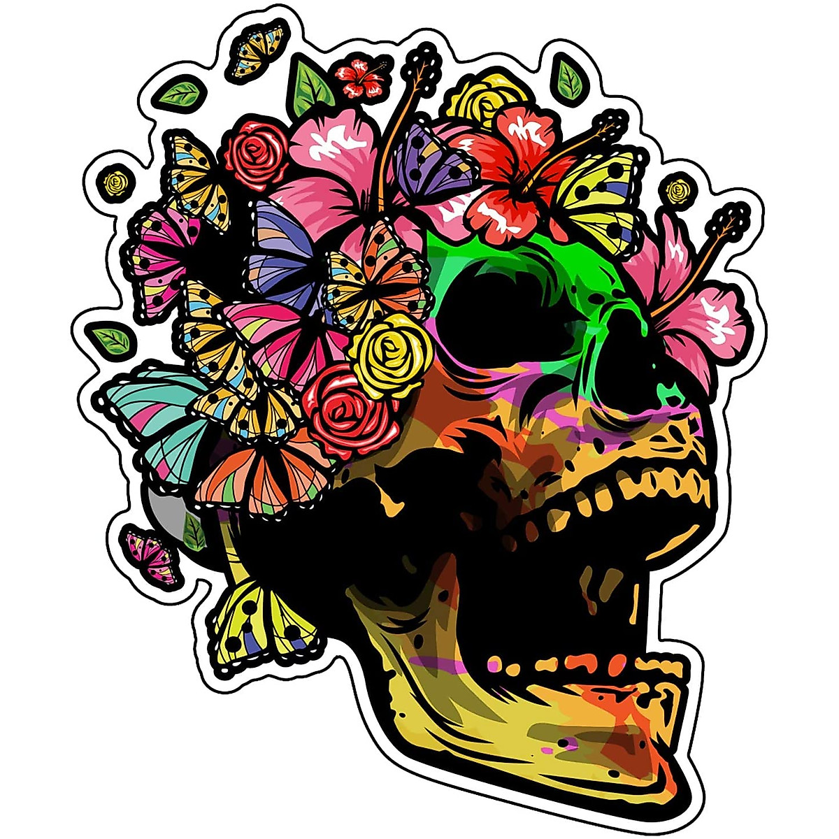 WickedGoodz Butterfly Skull Magnet - Flower Skull Magnetic Car Decal