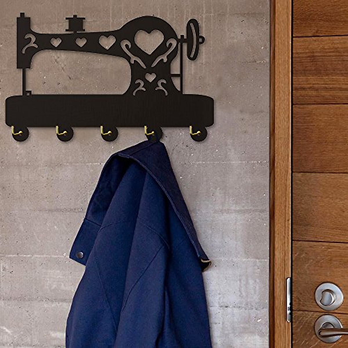 The Geeky Days Mini Sewing Machine Shape Design Creative Home Decor Wall Art Clothes Coat Robe Hooks Bedroom Bathroom Door Towel Hooks Decor for Sewing Lover Gift