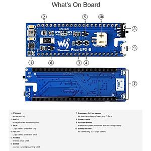 UPS Module for Raspberry Pi Pico with Uninterruptible Power Supply Li-po Battery via I2C, Stackable Design @XYGStudy (Pico-UPS-B)