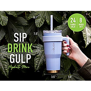 Reduce 24 oz Tumbler with Handle and Straw - Stainless Steel with Sip-It-Your-Way Lid - Keeps Drinks Cold up to 24 Hours - Sweat Proof, Dishwasher Safe, BPA Free - Glacier, Opaque Gloss