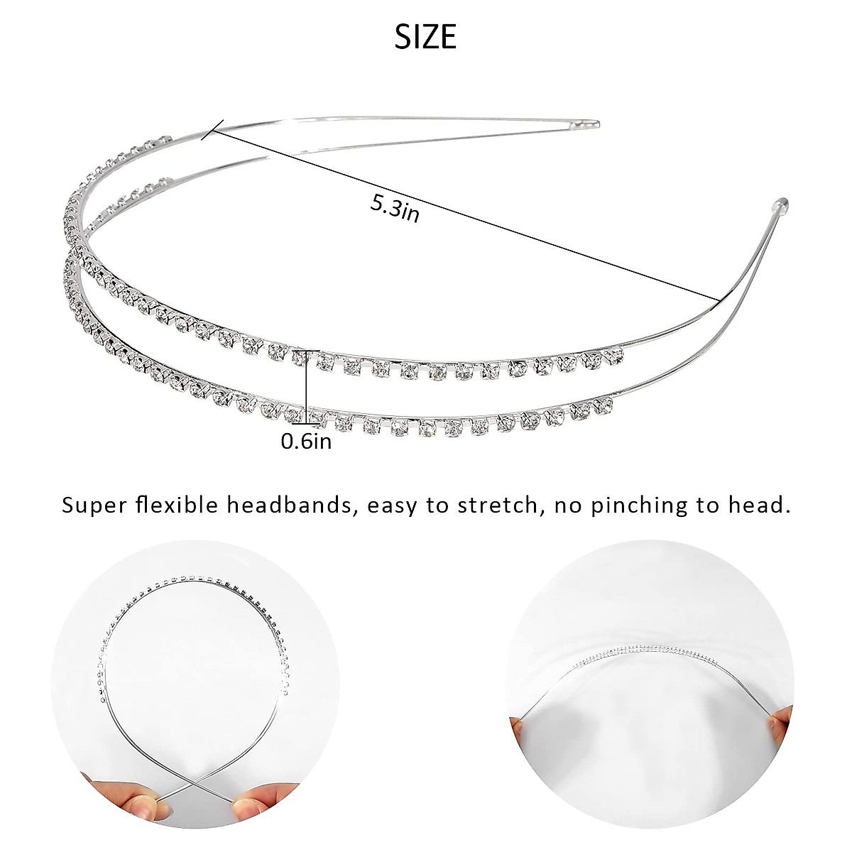 Wecoe 4 Pack Silver Rhinestone Headband Flower Girl Bridal Wedding Headband Crystal Headpiece Flower Leaf Butterfly Metal Headband Little Girls Kids Crown Tiara Hair Accessories For Women Girls Gifts