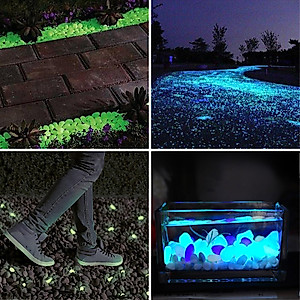 200 Pack Glow in The Dark Pebbles Stones, 100 Glow Blue / 50 Green / 50 White, Fish Tank Rocks Decoration for Garden, Aquarium, Plant Pots, Bonsai Walkway, Driveway (Set of 200)