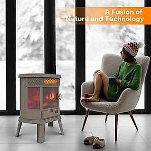 RealSmart Electric Fireplace Heater 22'' Freestanding Fireplace Stove Infrared Fireplace with 3D Flame Effect Remote Control, Timer, Overheating Protection Heater for Indoor Use Brown