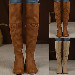red cowgirl boots, winter fashion handsome solid retro knee boots thick heel round toe side zipper boots short cowboy boots blue cowboy boots