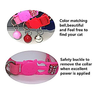 THAIN Basic Adjustable Cat Collar Bling Diamond Breakaway with Bell for Kitten Girl boy (Pink)
