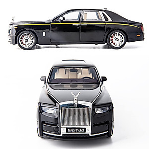 WAKAKAC 1/20 Phantom Model Car Alloy Diecast Collectible Pull Back Toy Car Classic Double Door Model Vehicle Logo Can Be Folded(Black)