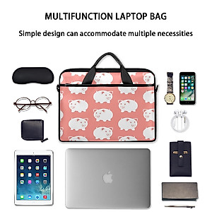 Cartoon Pig Laptop Computer Bag Waterproof Shoulder Messenger Bag 13-15 inch Durable Laptop Tote Bag with Shoulder Strap Handle Lightweight Crossbody Briefcase