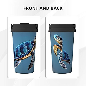 WANGZHAO Blue Sea Turtle pint Print Double Wall Stainless Steel Vacuum Insulated Tumbler Cup Home Thermal Cup