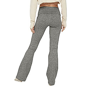 Aurgelmir Womens Flare Yoga Pants High Waisted Foldover Workout Leggings with Pockets Tummy Control Bell Bottom Pants Grey