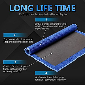 Clay Bar Towel, AutoCare Fine Grade Microfiber Clay Towel Automotive Detailing Towel Clay Bar Alternative for Car Detailing, Creative Gift-Blue, 1 Pack