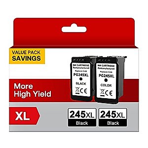 245XL Ink Cartridges for Canon PG-245 XL 2 Black Compatible for PIXMA MG2420 MG2520 MG2522 MG2525 MG2920 MG2922 MG2924 MG3020 MG3022 MG3029 TR4520 TR4522 TS3120 TS3122 TS3320 TS202 TS302 Printer