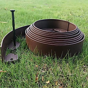 Landscape Edging,20ft Plastic No Dig Garden Edging with 20 Stakes,Lawn Edging for Lawn,Yard,Flower Gardens Border (Brown-20FT)