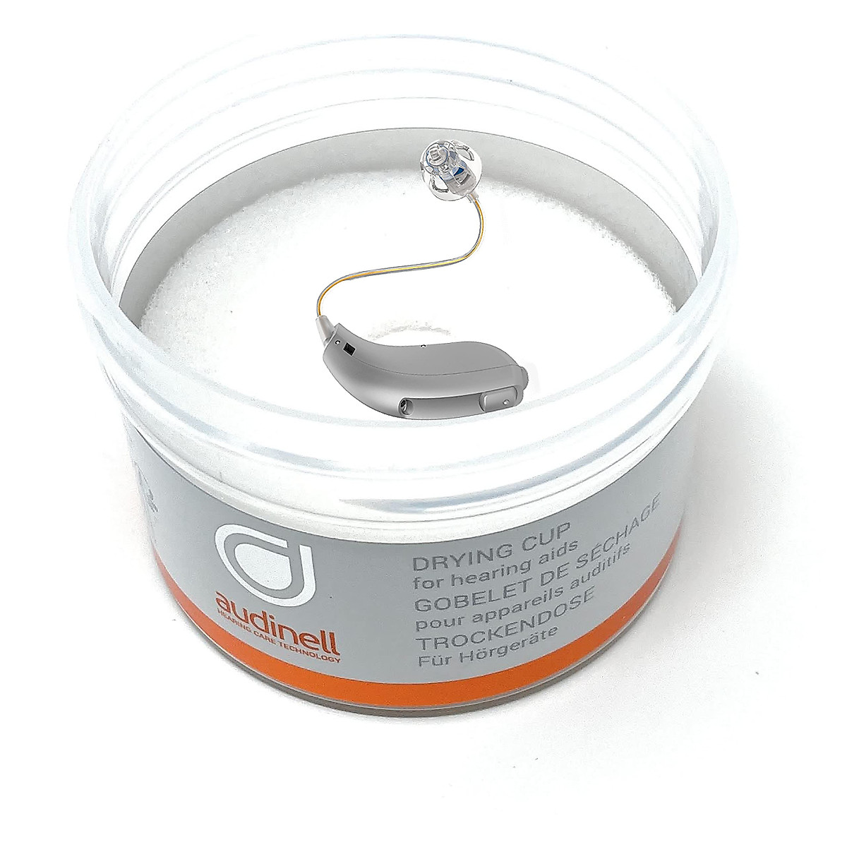 Audinell Hearing Aid Dryer Cup + Desiccant | Drying Dehumidifier Kit | Safely Removes Sweat & Moisture from Airpods, Earbuds, Earpods, in-Ear Headphones, Earphones, Earplugs | Storage Case Accessory