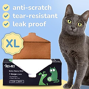 PET N PET Extra Large Cat Litter Box Liners, 7 Count Cat Litter Bags For Poop, Heavy Duty Kitty Litter Bags For Cat Poop, Tear & Leak Resistant Cat Litter Liners, Drawstring Closure Cat Bags Liners