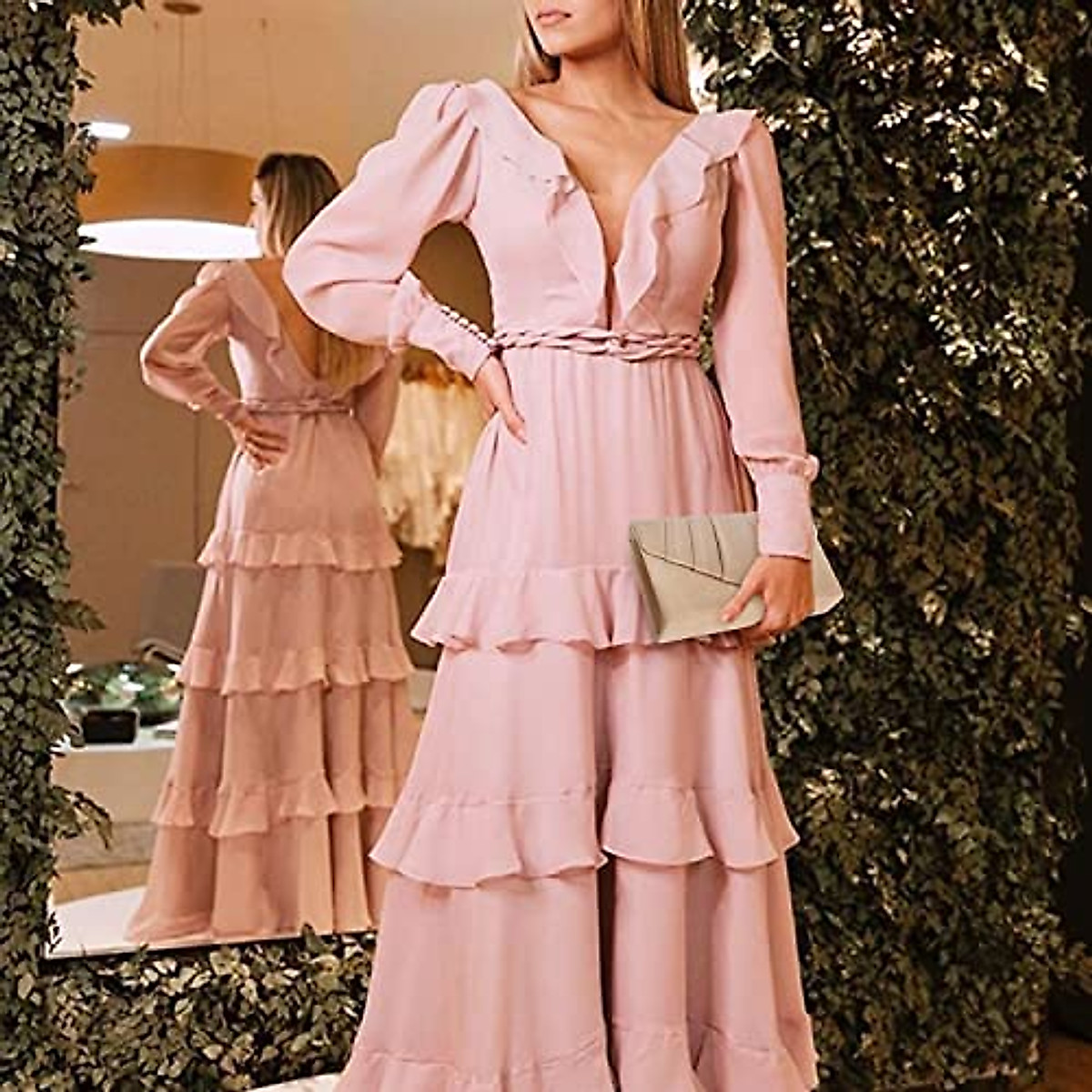 Labair Women's Evening Handbags Pleated Suede Evening Bag Velvet Clutch Bag Wedding Bridal Dress Purse. (Nude)