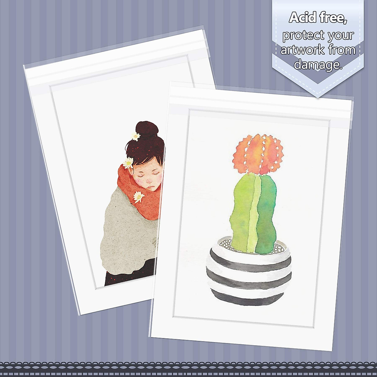 Golden State Art, 100 5 1/4 X 7 1/8 Clear Bags for 5x7 Photo Mats