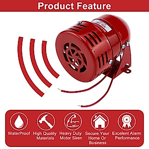 Sydien Motor Siren Red 1Pc AC 110V 114dB Industry Electric Motor Alarm Driven Siren, Horn Sound Buzzer Alarm Bell for Home, Industries, Stores and Security Alarm System