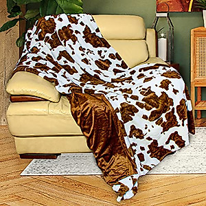 Cow Print Blanket, Double-Sided Throw Blanket for Couch Sofa Bed Office Fleece Blanket Soft Fluffy Blankets Plush Blanket for Adults Kids in All Seasons 51" x 63"