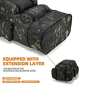 HongXingHai 70L/100L Hiking Camping Backpack MOLLE Rucksack Waterproof Daypack for Traveling (Black CP)