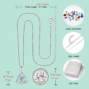 STARCHENIE Celtic Knot Necklace for Women 925 Sterling Silver Trinity Love Knot Pendant Created Aquamarine Jewelry