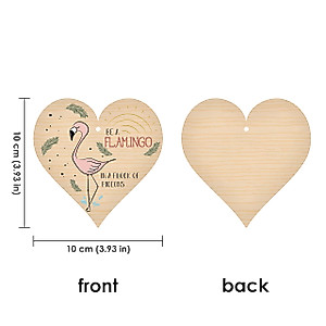 Wooden & Antique - Be a flamingo in a flock of pigeons - Wooden Hanging Heart Plaque-Sign Gift