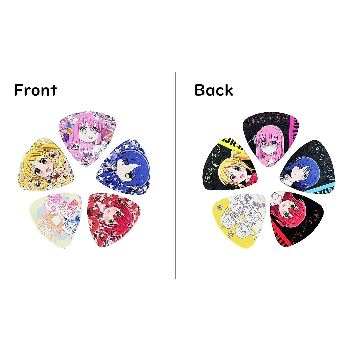 Bocchi the Rock Guitar Pick 5 Pack Kessoku Band Guitar Picks Hitori Gotoh, Free Stickers and Storage Box (A)