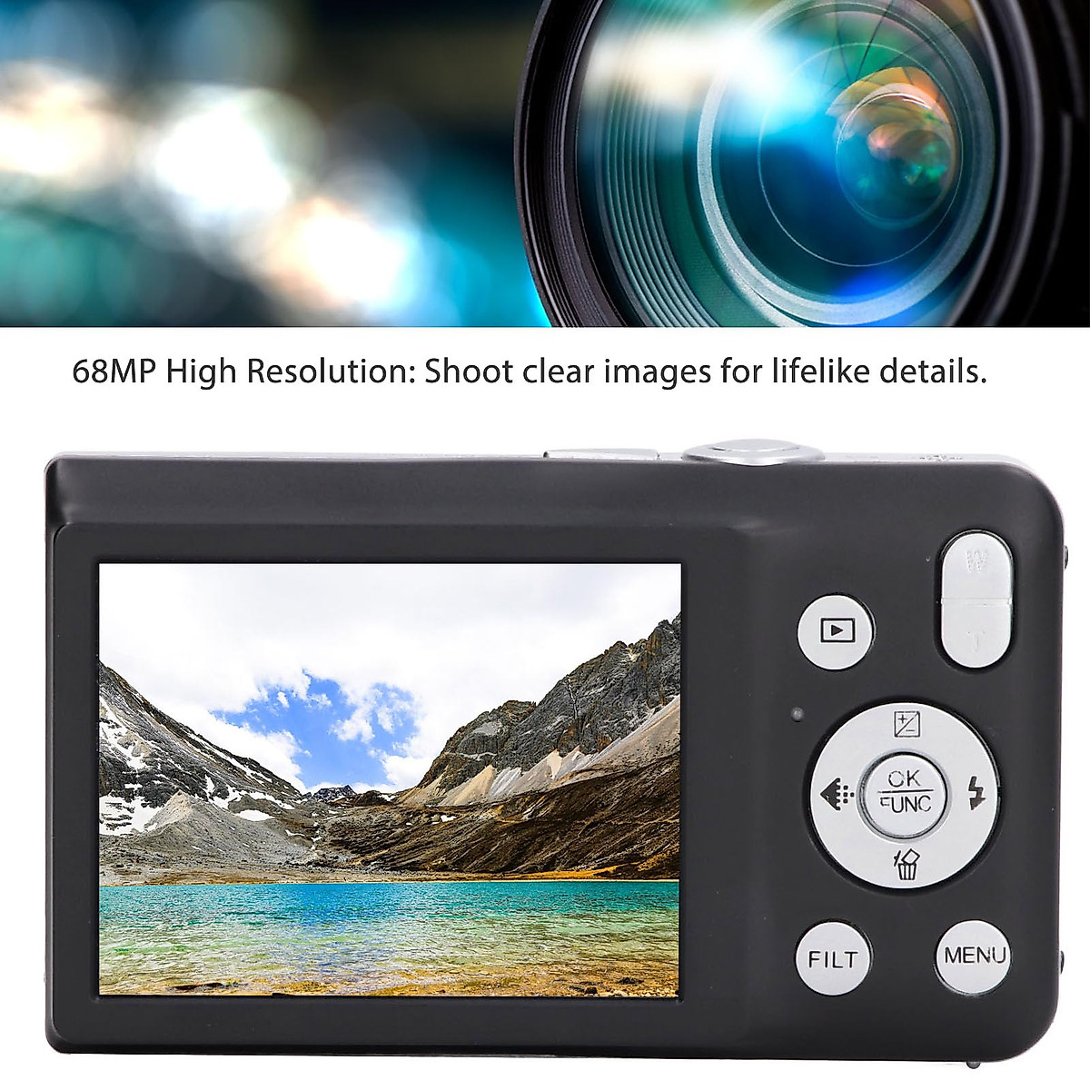 Dpofirs 8K Digital Camera, 2.7inch 68MP IPS Vlogging Selfie Dual Screen Camera with 16X Digital Zoom, 20 Built in Beauty Filters, 750mAh WiFi Digital Video Camera for Vlogging (Black)