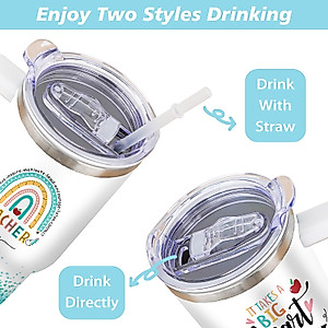 thmasamwr 40oz Teacher Tumbler with Handle, Stainless Steel Teacher Water Bottle Cup, Teacher's Travel Coffee Mug, Thanksgiving,Christmas,Graduation Gifts for Teachers