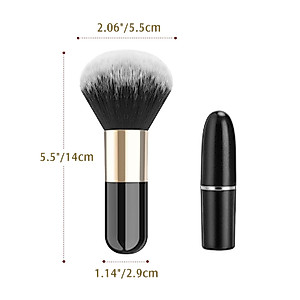 Luxspire Powder Makeup Brush, Flat Kabuki Brush, Single Large Makeup Brush Soft Face Mineral Powder Foundation Brush Blush Brush for Blending Makeup, Black & Gold