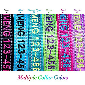 Personalized Dog Collar Adjustable Dog Collar Fadeproof Custom Embroidered with Pet Name and Phone Number, 11 Thread Color Options for Boy and Girl Dogs