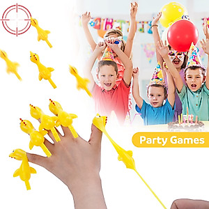 POPLAY 42PCS Flying Chicken Slingshot, Flicking Rubber Chickens Sling Shot Funny Gag Gifts for Kids Adults Party Favors Birthday Goodie Bags Stuffers Novelty Classroom Exchange Gifts