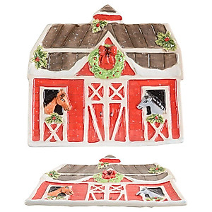 Christmas on the Farm Barn shapped platter
