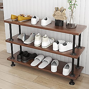 MUZIK 3-Tier Industrial Pipe Table Leg Set, Iron Pipes Base Legs Rustic Iron Pipe Shelves for Shoe Rack, Kitchen Rack, Storage Organiser, Bookcase, Wood Planks NOT Included